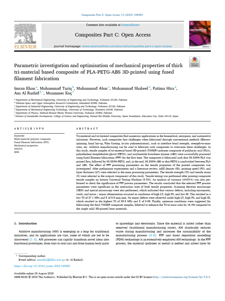 Parametric Investigation and Optimisation of Mechanical Properties of ... Parametric Investigation and Optimisation of Mechanical Properties of ...