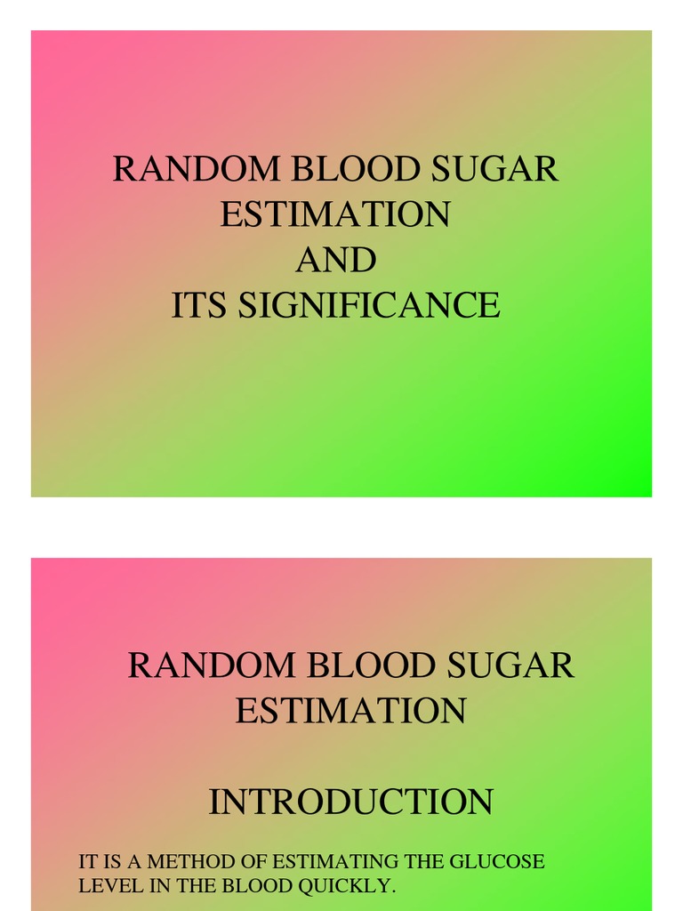 Random Blood Sugar Estimation and Its Significance | PDF | Endocrine ...