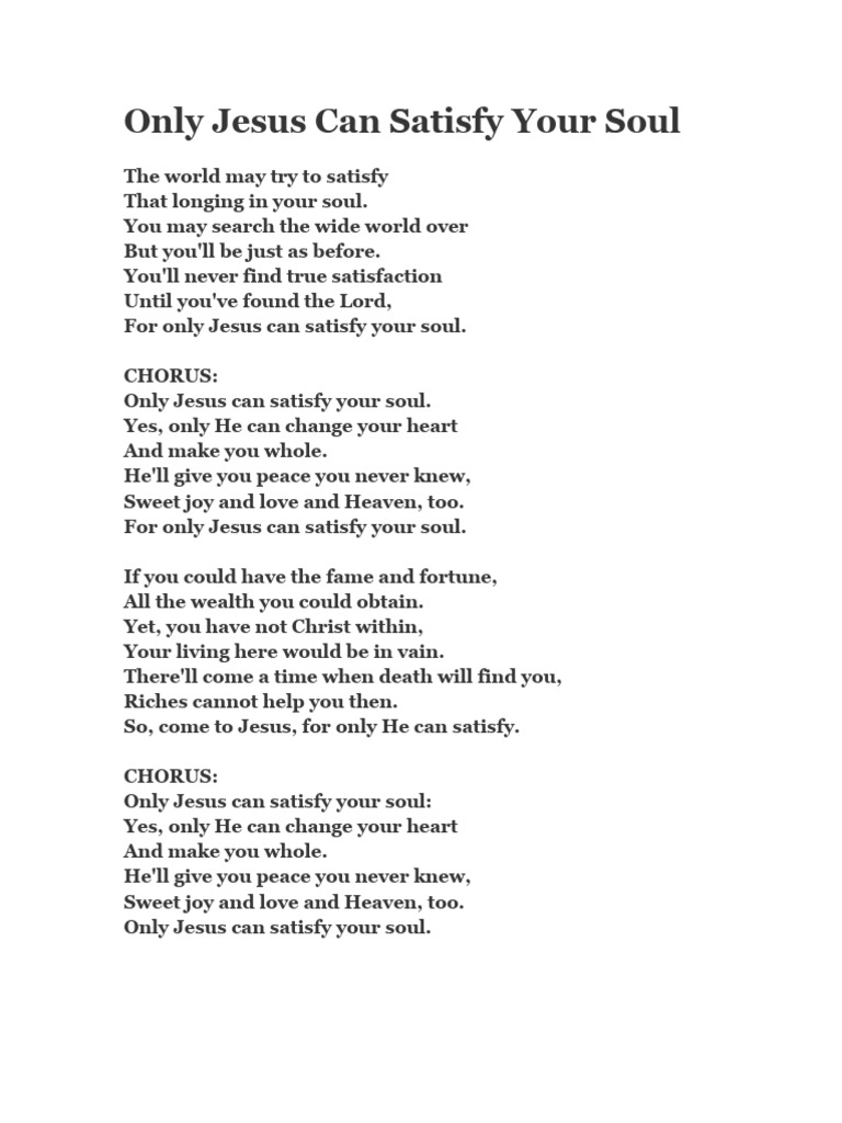 Only Jesus Can Satisfy Your Soul | PDF