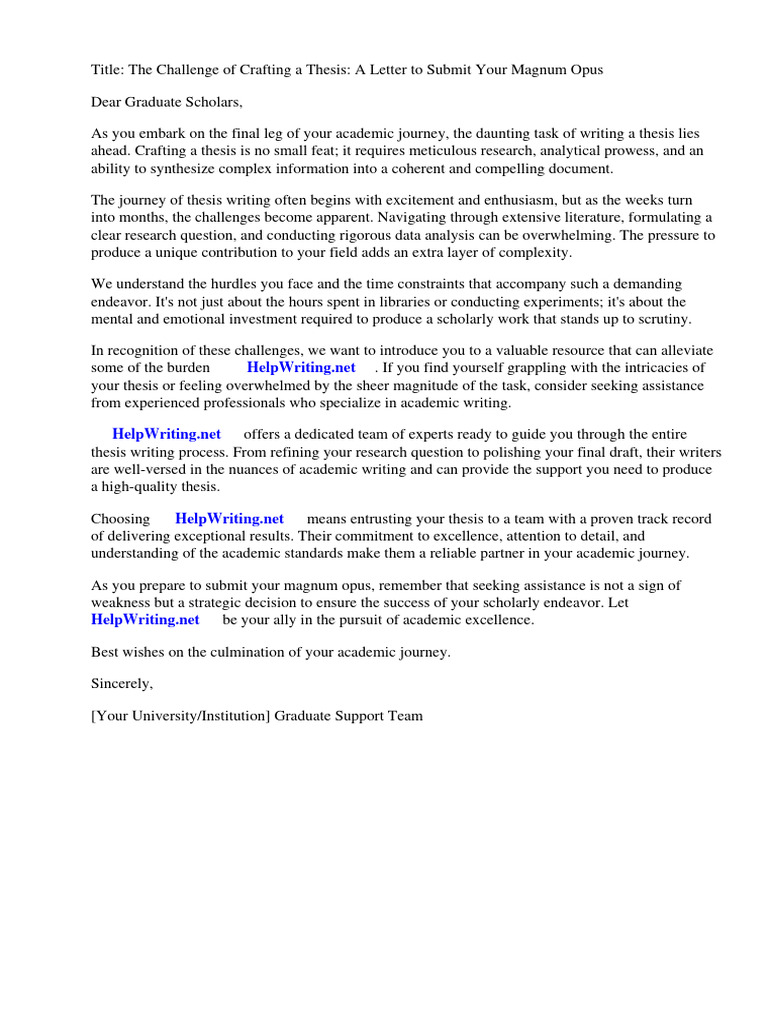 Letter To Submit Thesis | PDF | Academic Journal | Thesis