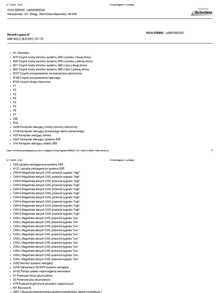 Wiring diagram _ Autodata | PDF