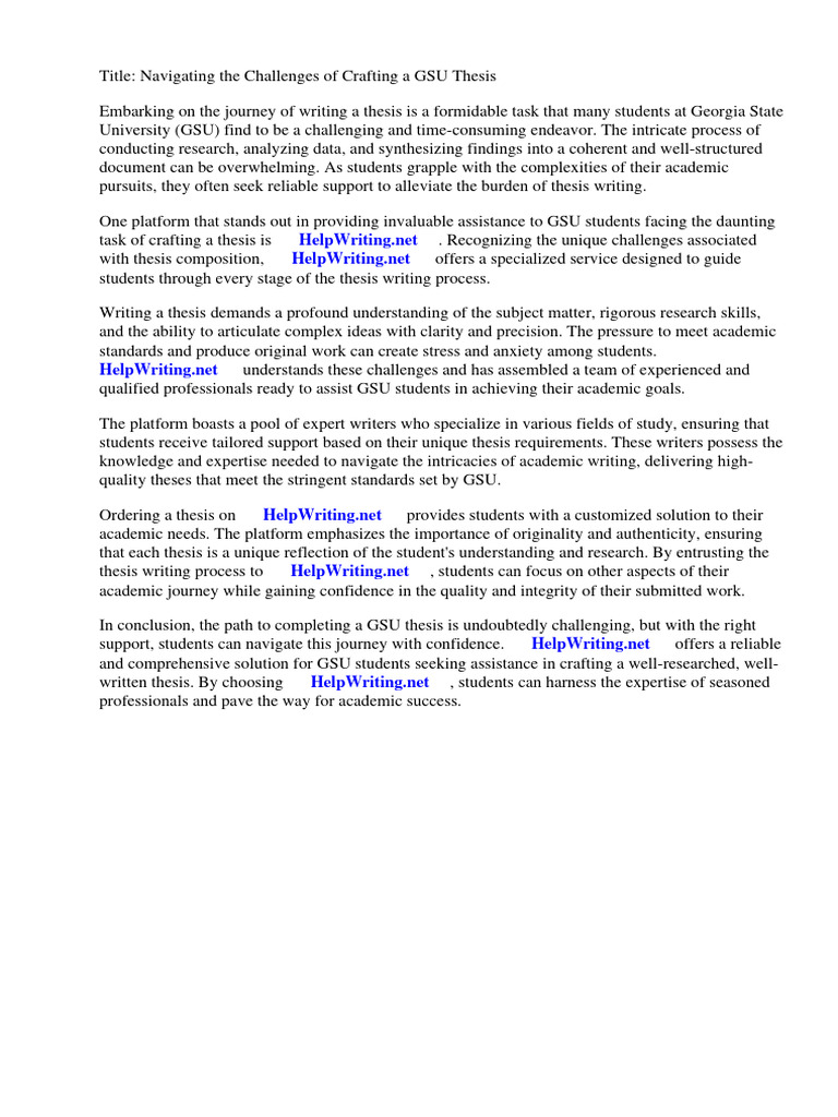 Gsu Thesis | PDF | Essays | Thesis