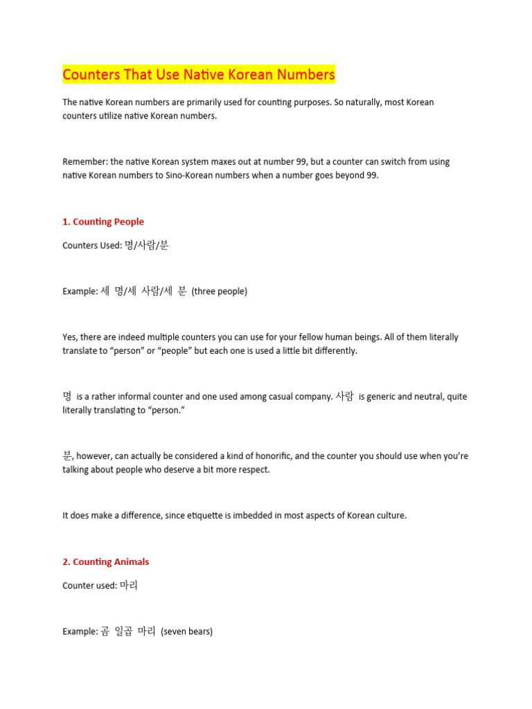 Counters | PDF | Korean Cuisine | Korean Language