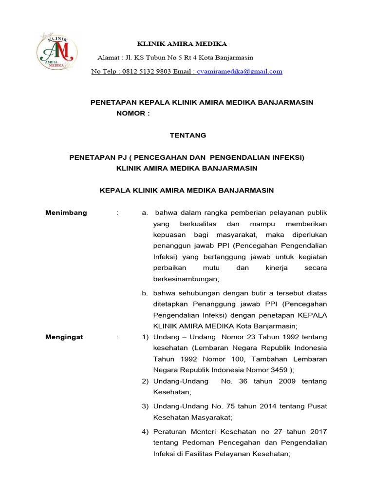 SK Tentang Penetapan PJ PPI Klinik | PDF | Sains & Matematika