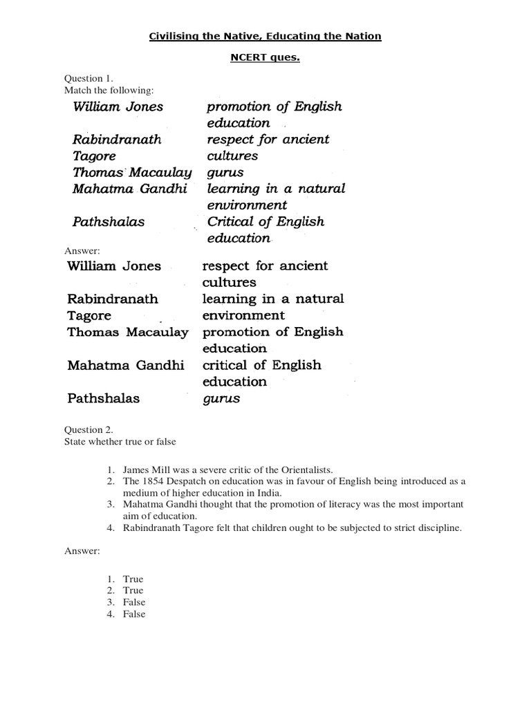 Civilising Natives - NCERT Ques 2 | PDF | Mahatma Gandhi | British Raj