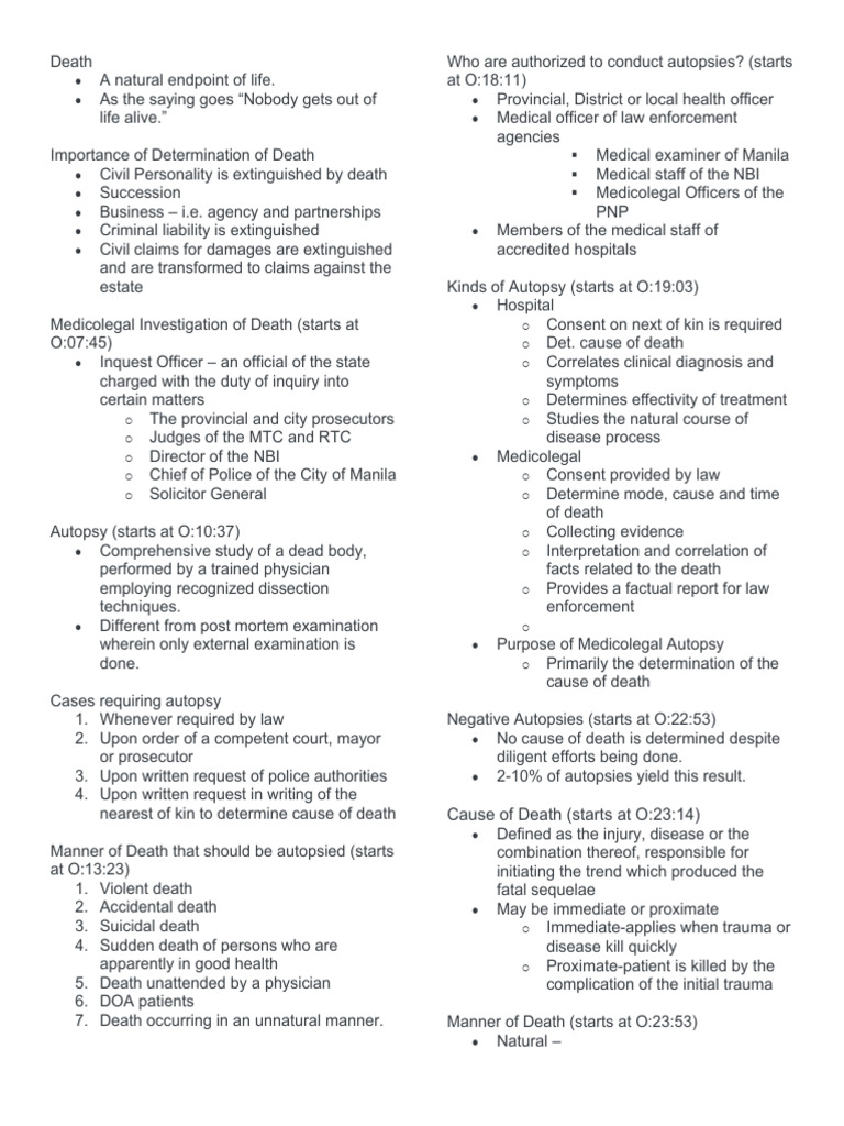 (Legal Med) Death | PDF | Autopsy | Death