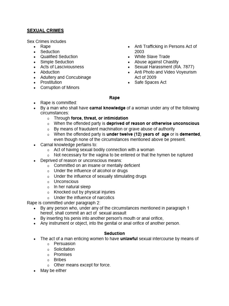 (FINALS) Sexual Crimes | PDF | Polygraph | Abortion