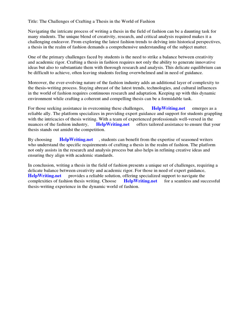 Thesis Fashion | PDF | Fashion | Thesis