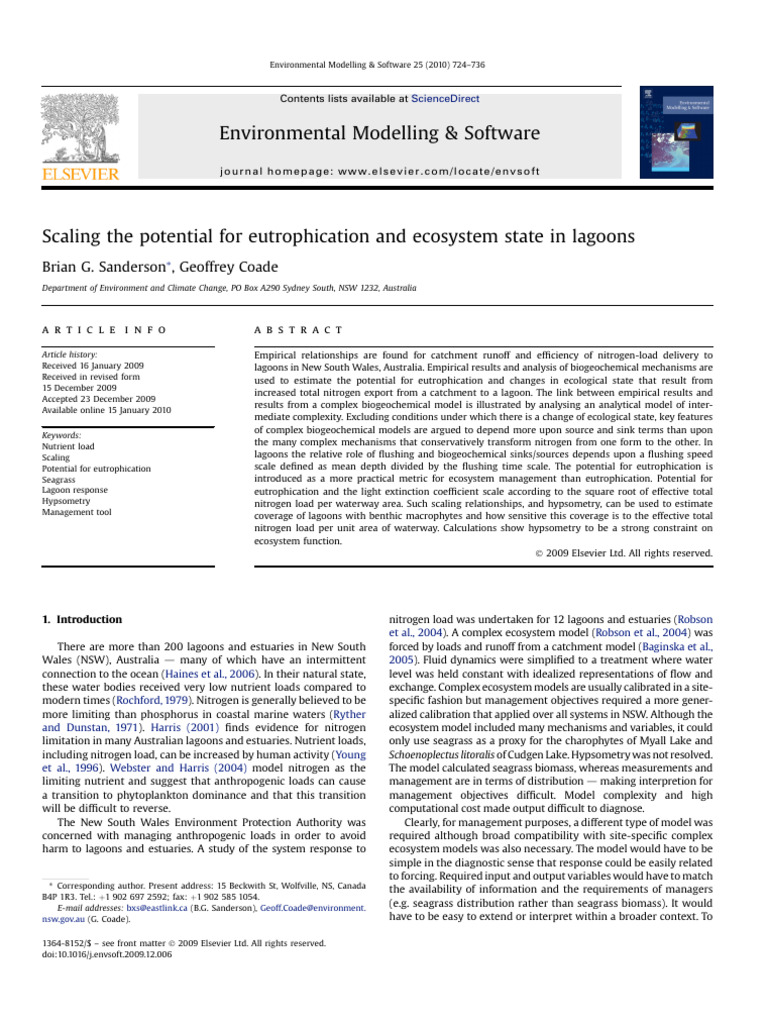 19 Scaling The Potential For Eutrophication and Ecosystem State in ...