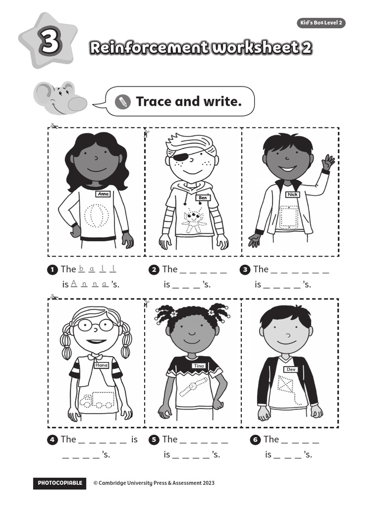 KidsBox Level 2 Unit 3 Reinforcement Worksheet 2 | PDF