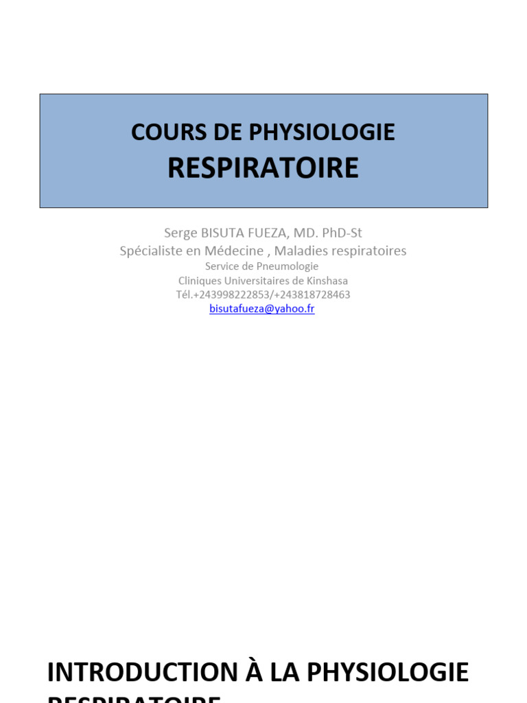 Physio Resp 2020-1 | PDF | Système respiratoire | Respiration