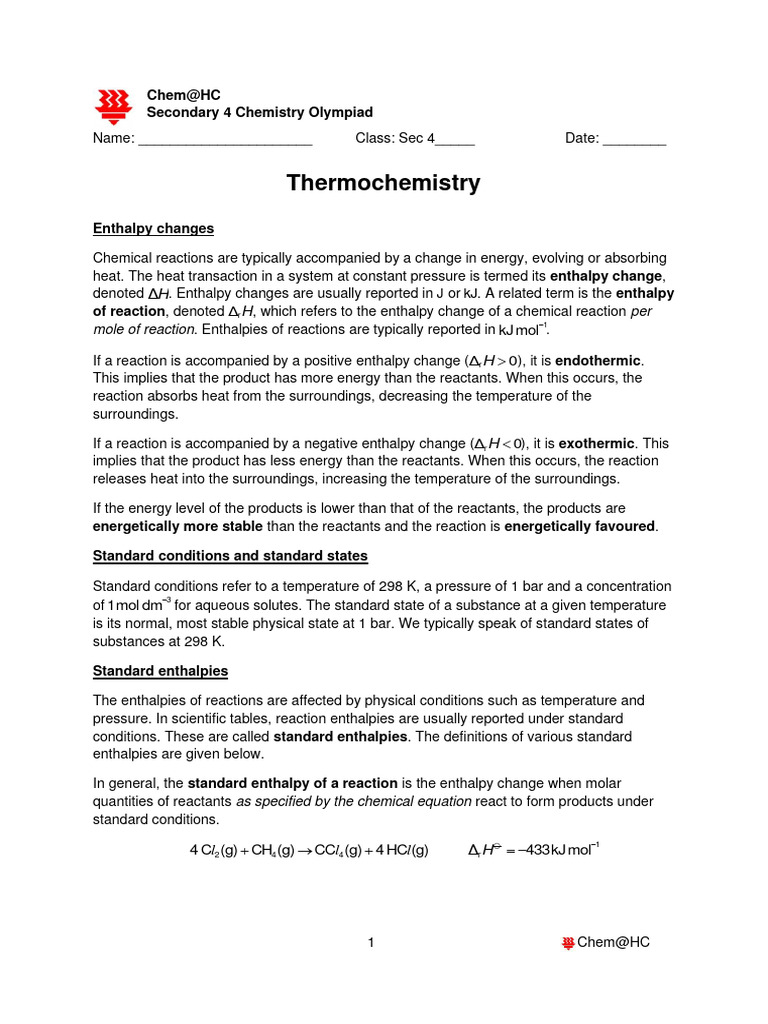 Lesson 4 Thermochemistry | PDF | Ionic Bonding | Chemical Reactions