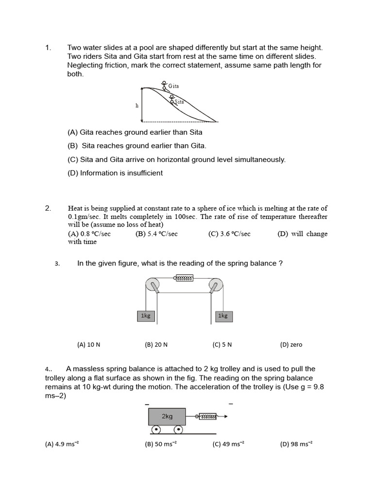 IIT Questions NLM | PDF | Tension (Physics) | Force