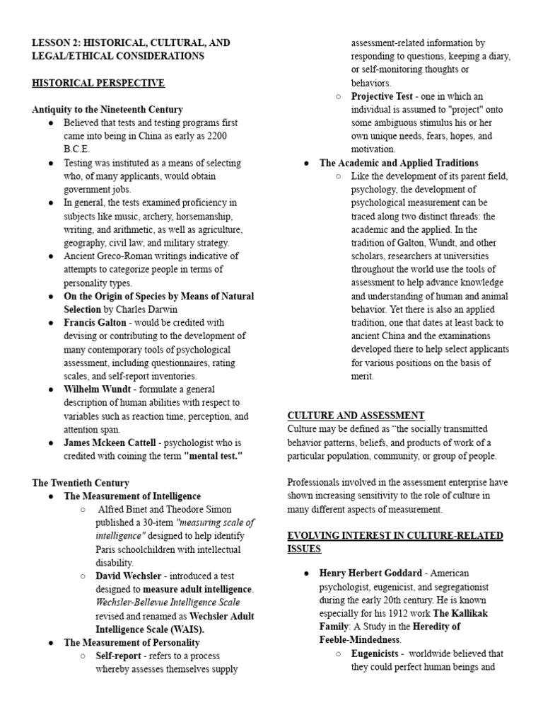 Lesson 2 Historical Cultural and Legal Ethical Considerations | PDF ...