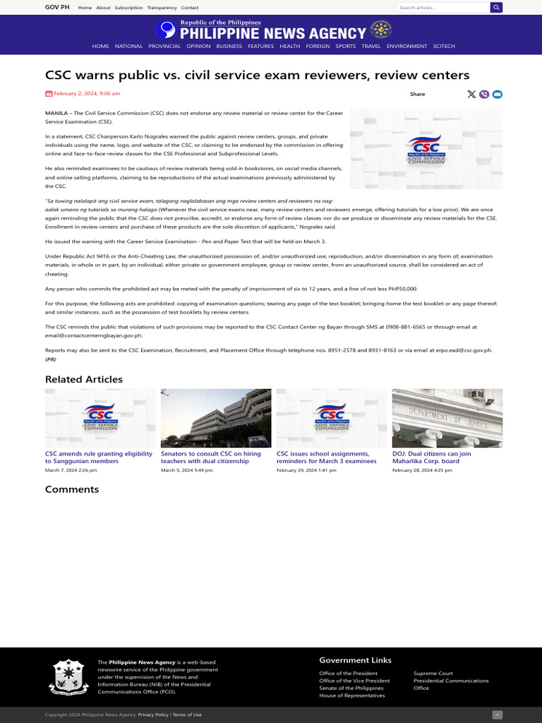 CSC Warns Public vs. Civil Service Exam Reviewers, Review Centers ...