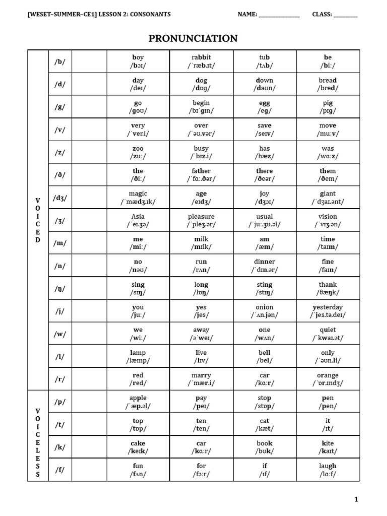CONSONANTS | PDF | Phonetics | Human Voice