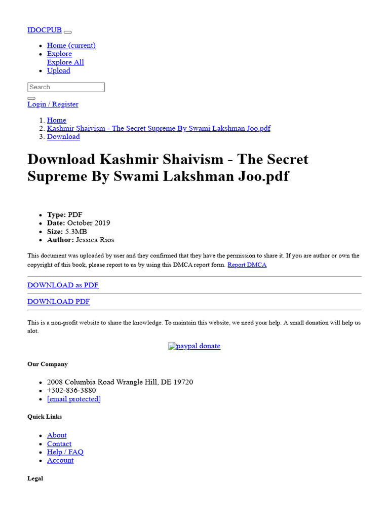 .Trashed 1700047292 Idoc - Pub - Kashmir Shaivism The Secret Supreme by Swami Lakshman Joopdf ...
