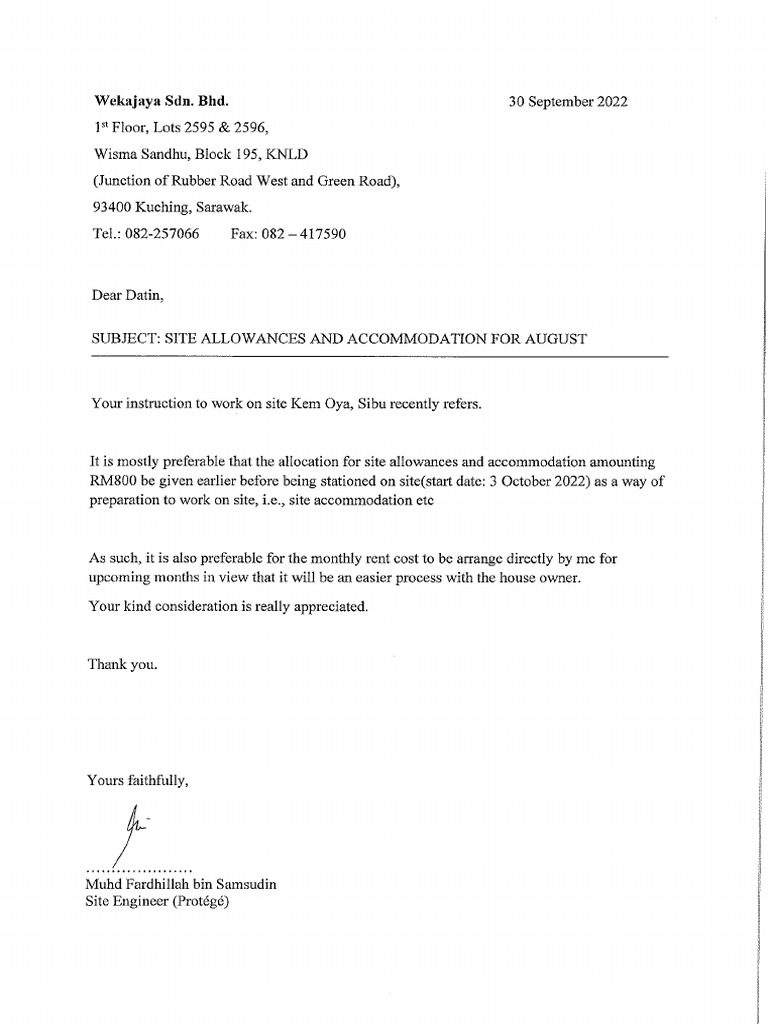 Site Allowances and Accommodation On Site | PDF