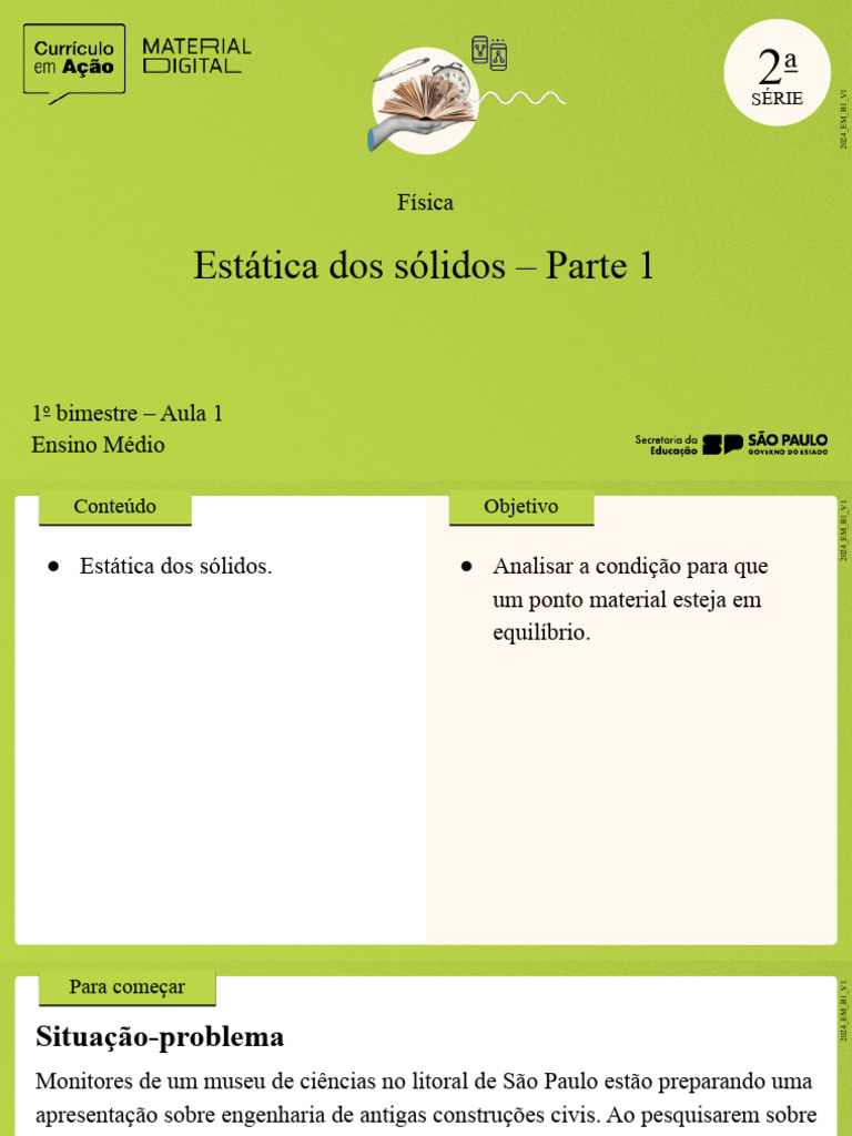 AULA 01 - Estática Dos Sólidos - Parte 1 | PDF | Vetor euclidiano | Física