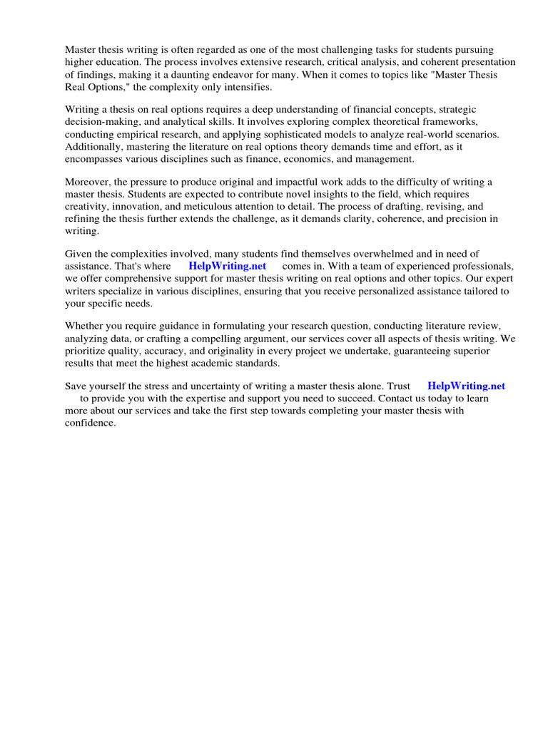 Master Thesis Real Options | PDF | Thesis | Theory