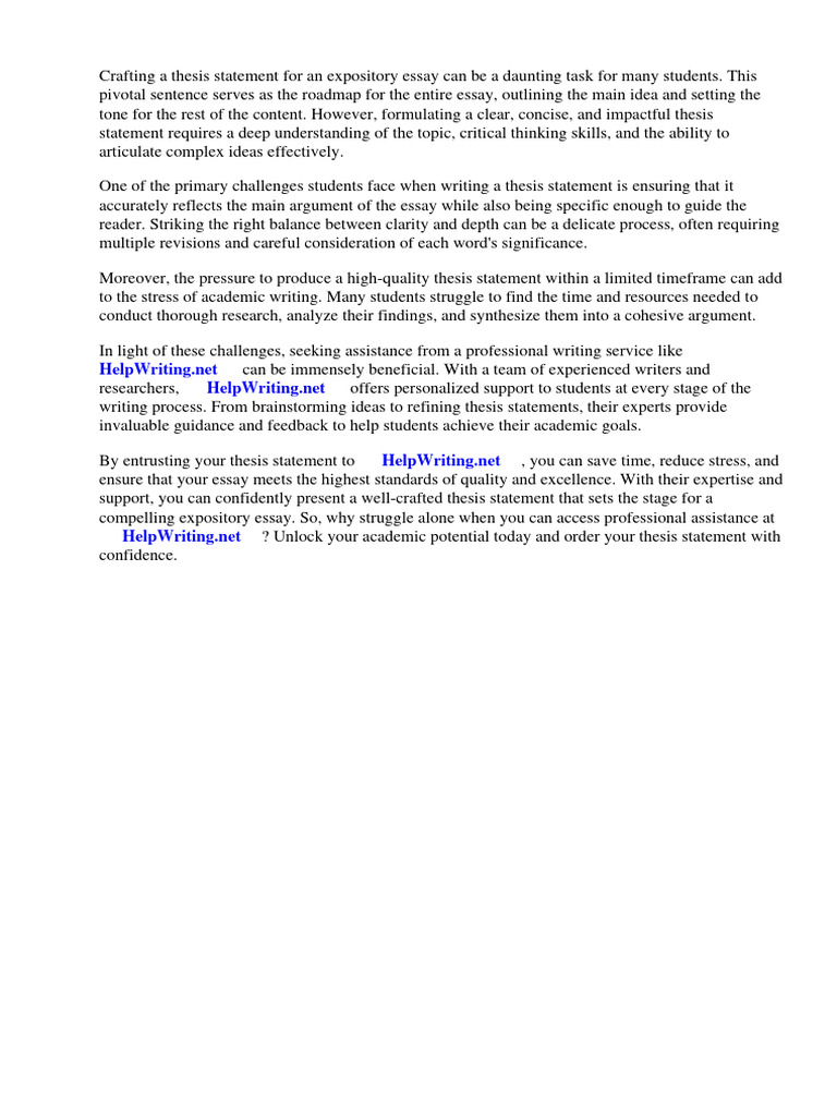 Thesis Statement in Expository Essay | PDF | Essays | Thesis