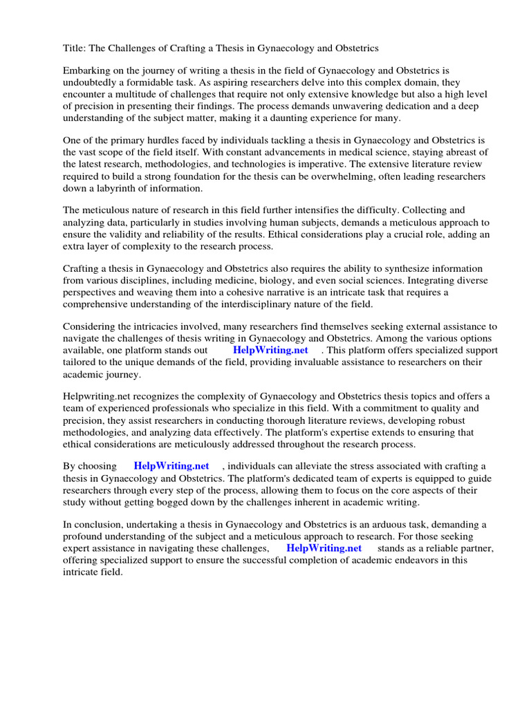 Thesis Topics Gynaecology Obstetrics | PDF | Vagina | Uterus