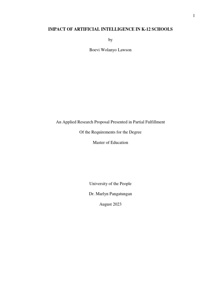 Impact of Artificial Intelligence in K-12 Schools | PDF