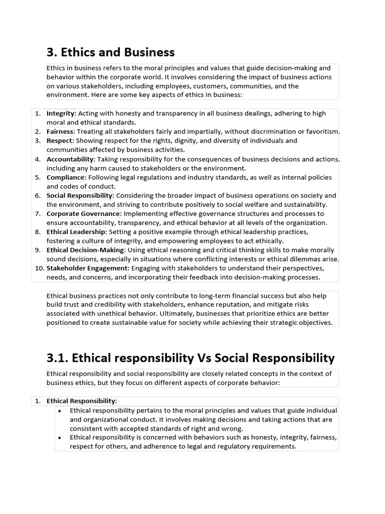 Unit 3. Ethics and Business | PDF | Corporate Social Responsibility ...