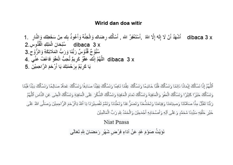 Wirid Dan Doa Witir | PDF
