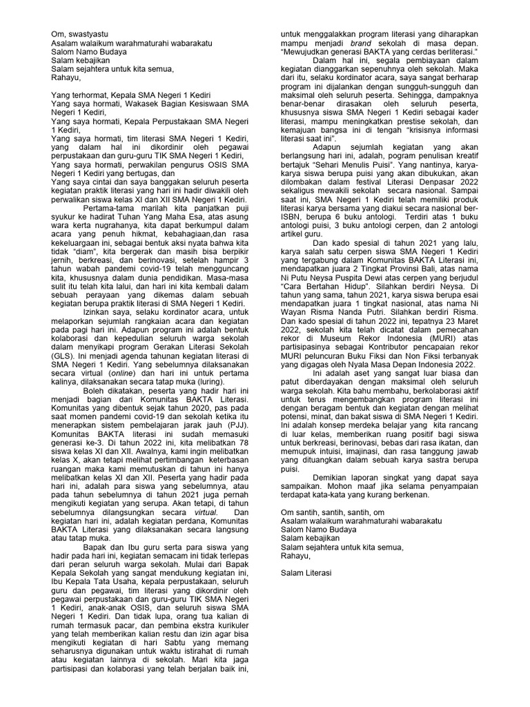 LAPORAN PEMBINA BAKTA LITERASI 2022 | PDF