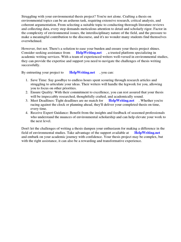 Environmental Thesis Projects | PDF | Natural Environment ...