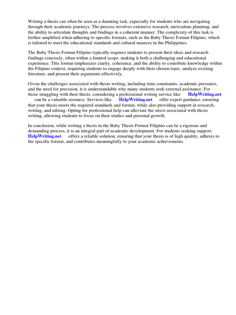 Baby Thesis Format Filipino | PDF