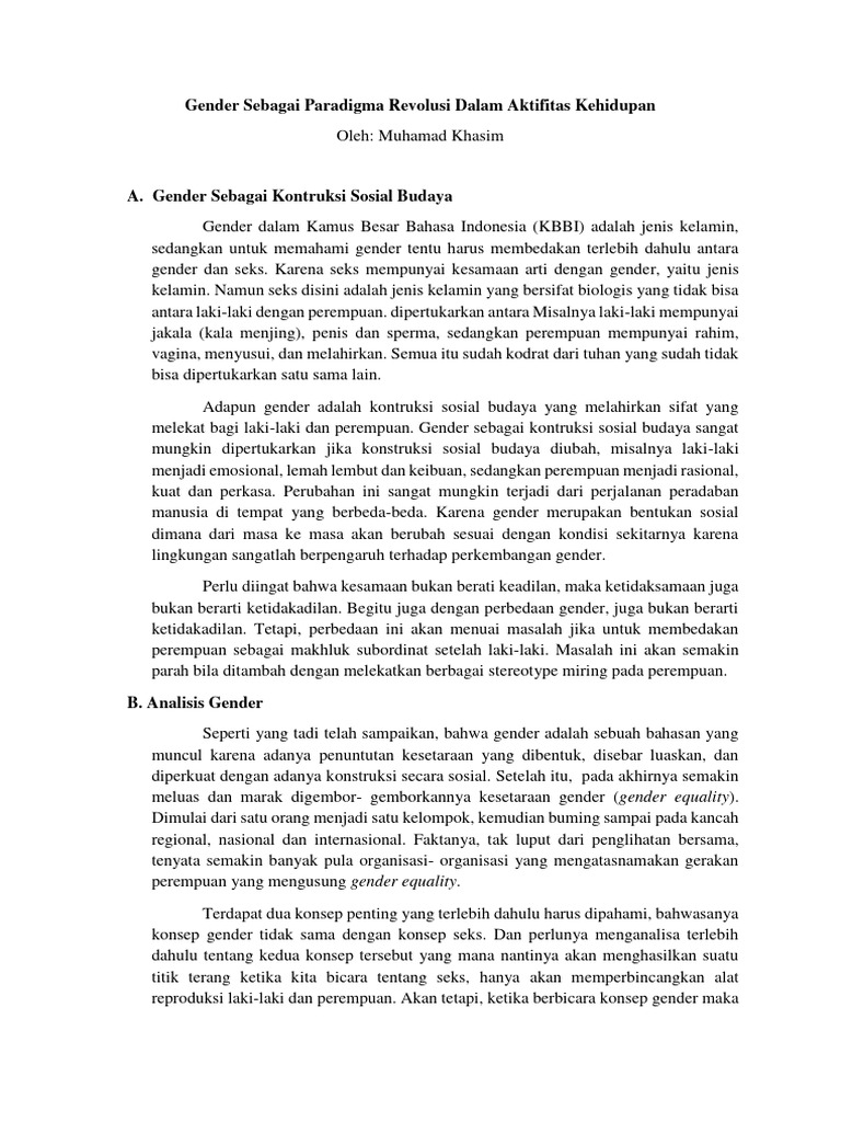 M. Khasim. Essay Gender. | PDF