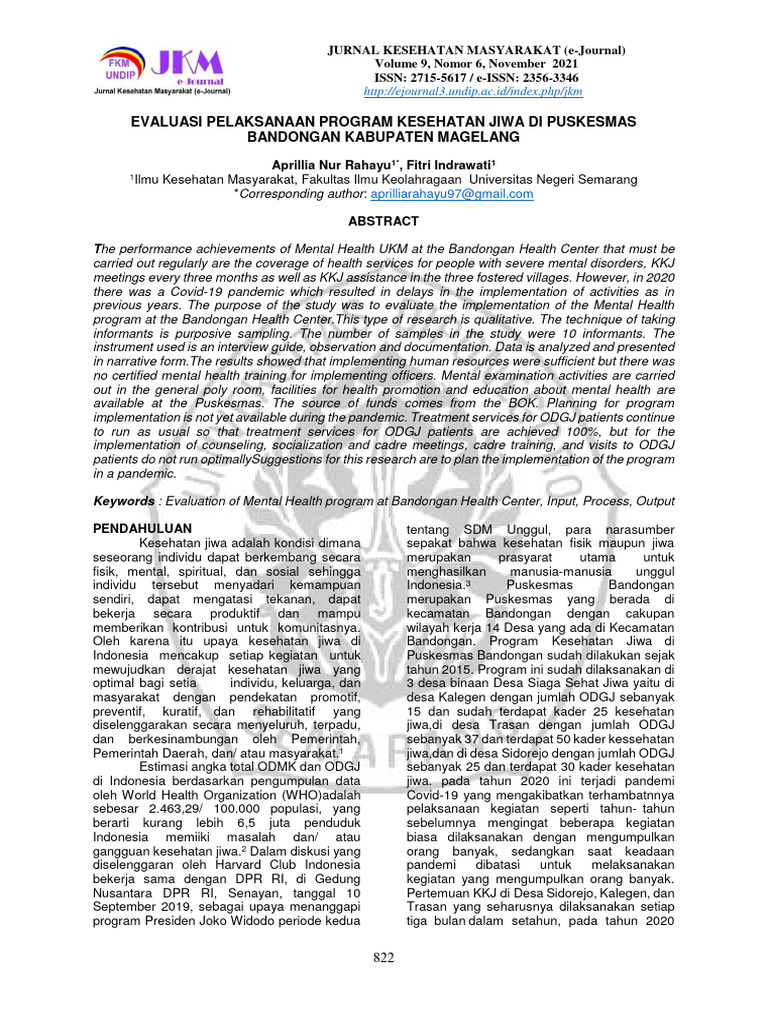 Evaluasi Program Kesehatan Jiwa | PDF