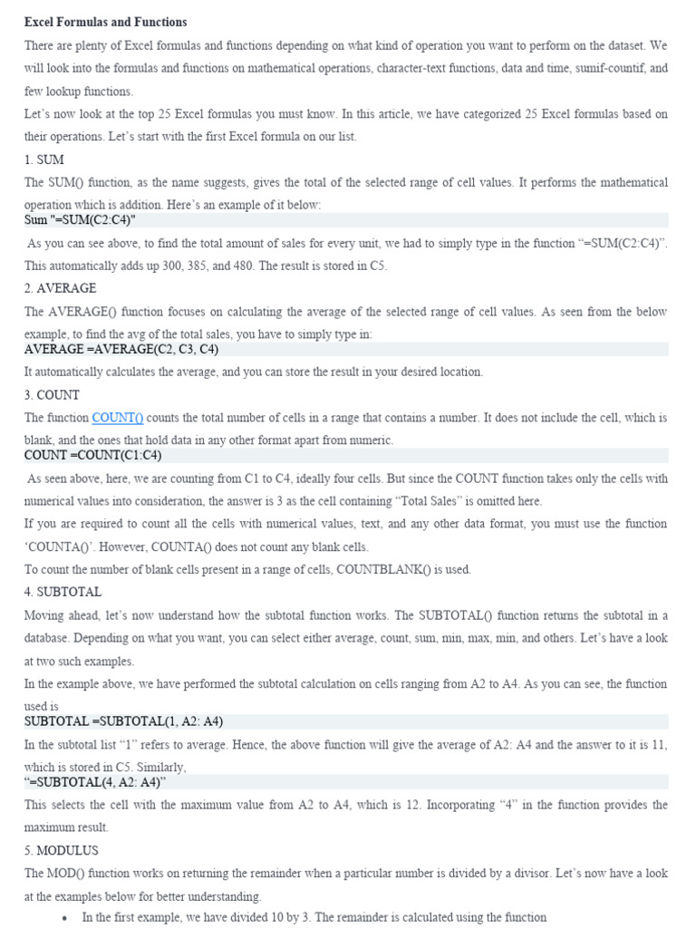 Excel Formulas and Functions | PDF | Microsoft Excel | Interest