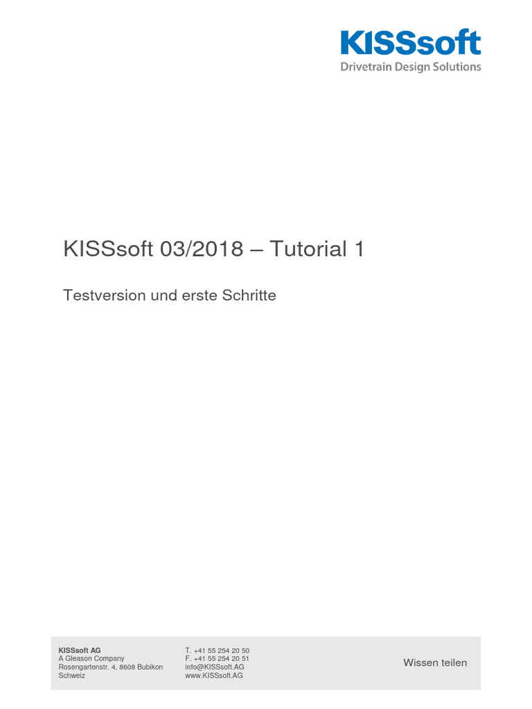 Kisssoft Tut 001 D Installation Erste Schritte | PDF