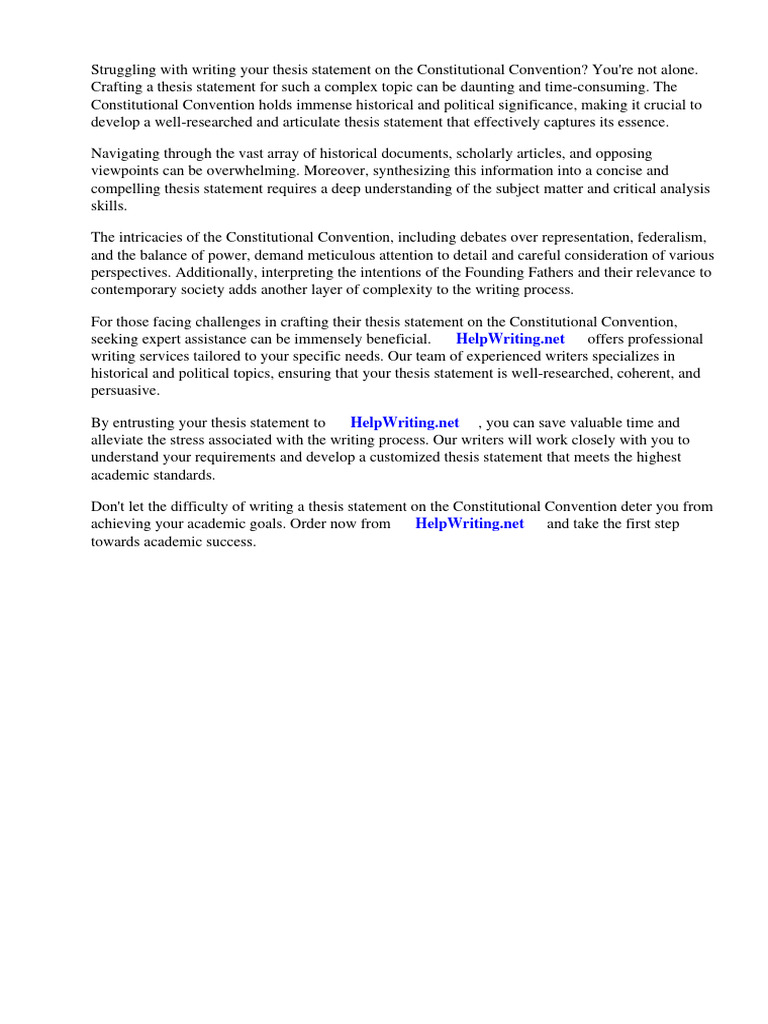 Thesis Statement Constitutional Convention | PDF