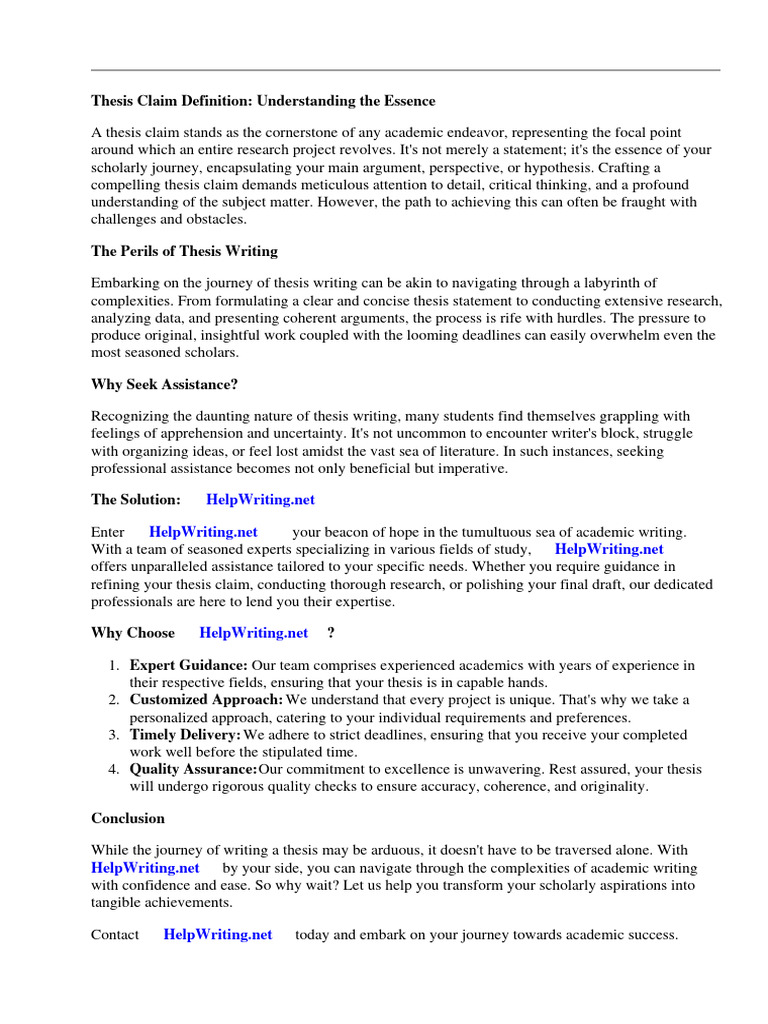 Thesis Claim Definition PDF Career Growth Wellness