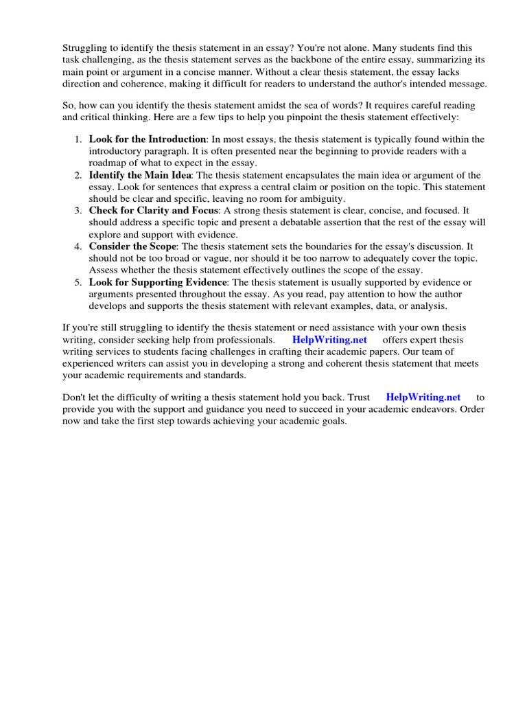 How To Identify The Thesis Statement in An Essay | PDF | Essays | Thesis