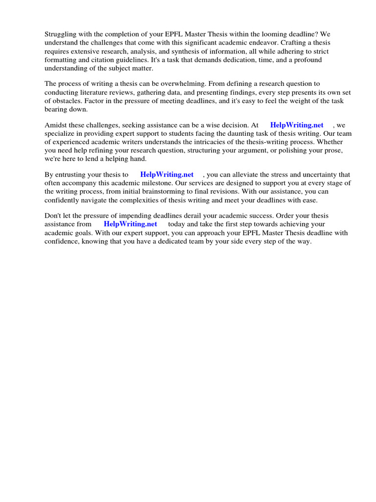 Epfl Master Thesis Deadline | PDF | Thesis | Doctor Of Philosophy