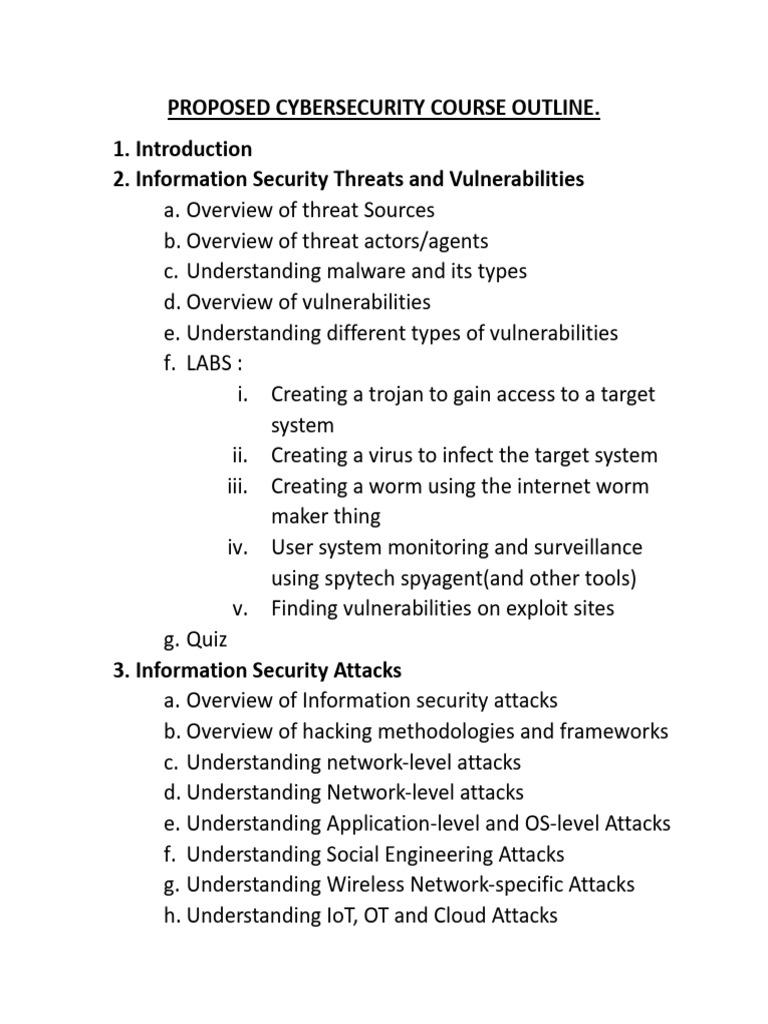 New Cybersecurity Course Outline | PDF | Security | Computer Security New Cybersecurity Course Outline | PDF | Security | Computer Security