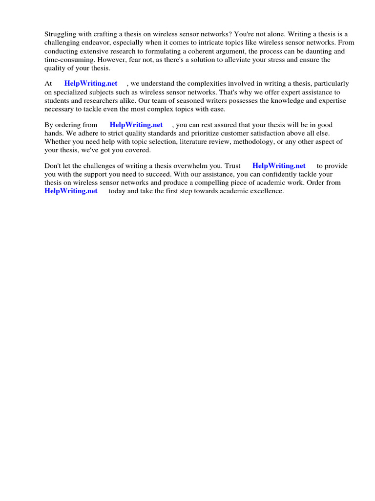 Thesis Help for Wireless Networks | PDF | Wireless Sensor Network | Computer Network