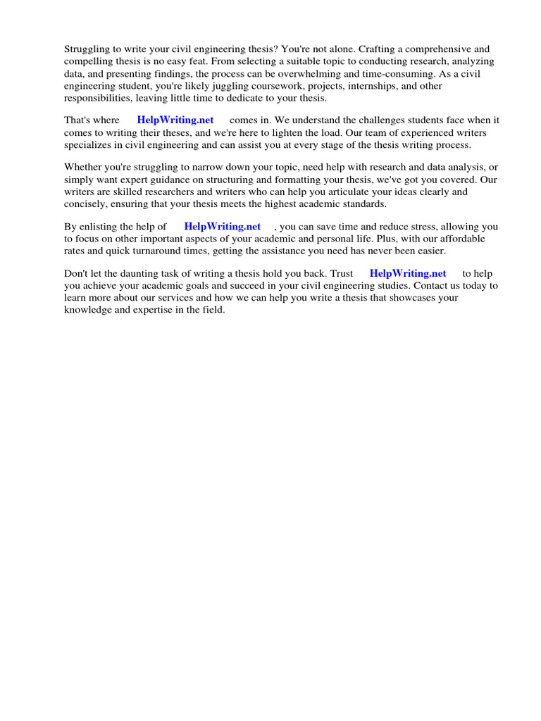 Civil Engineering Thesis Help | PDF | Thesis | Engineering