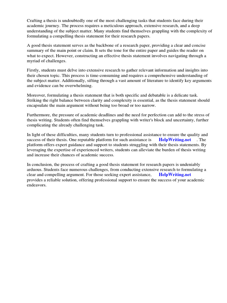 Good Thesis Statements Examples for Research Papers | PDF | Essays | Thesis