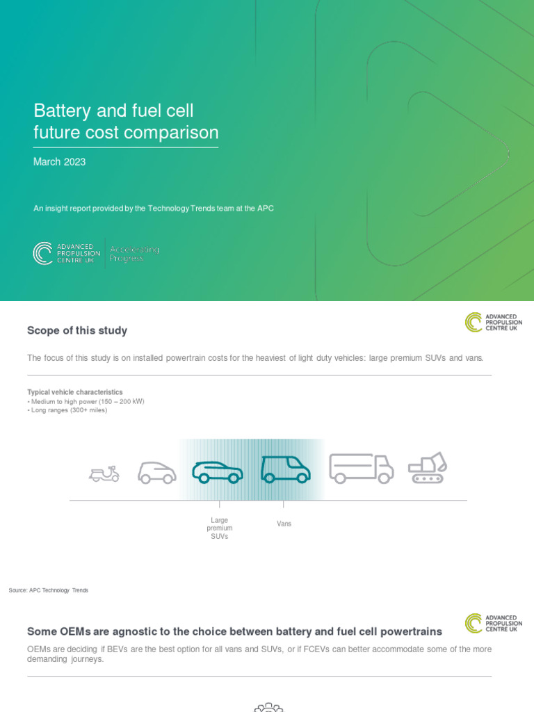 Battery and Fuel Cell Cost Comparison Report | PDF