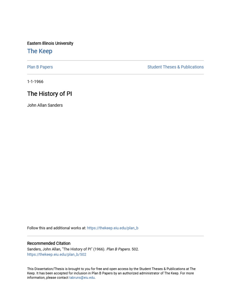 The History of PI | PDF