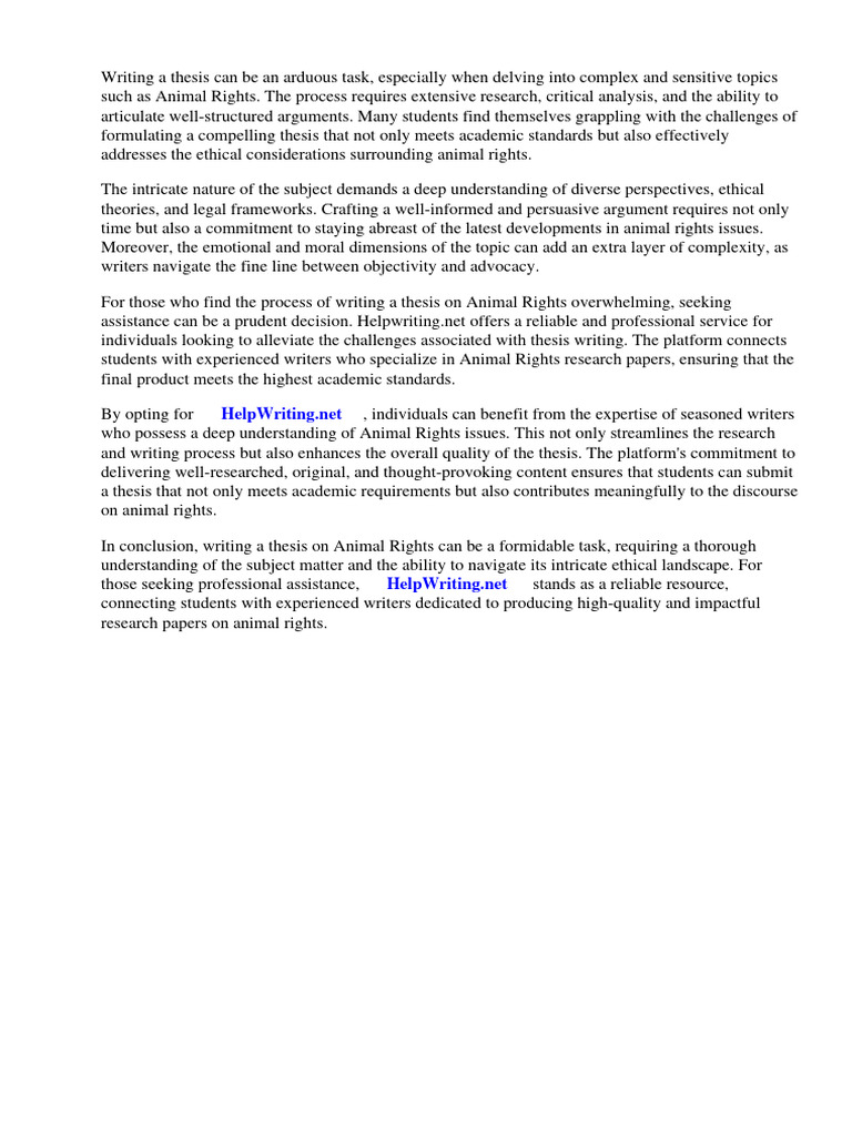 Animal Rights Research Paper Thesis | PDF | Animal Rights | People For ...