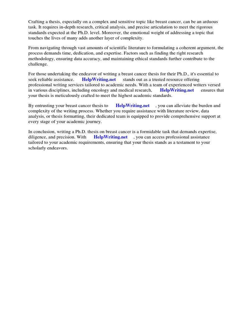 Breast Cancer Thesis PHD | PDF | Breast Cancer | Cancer