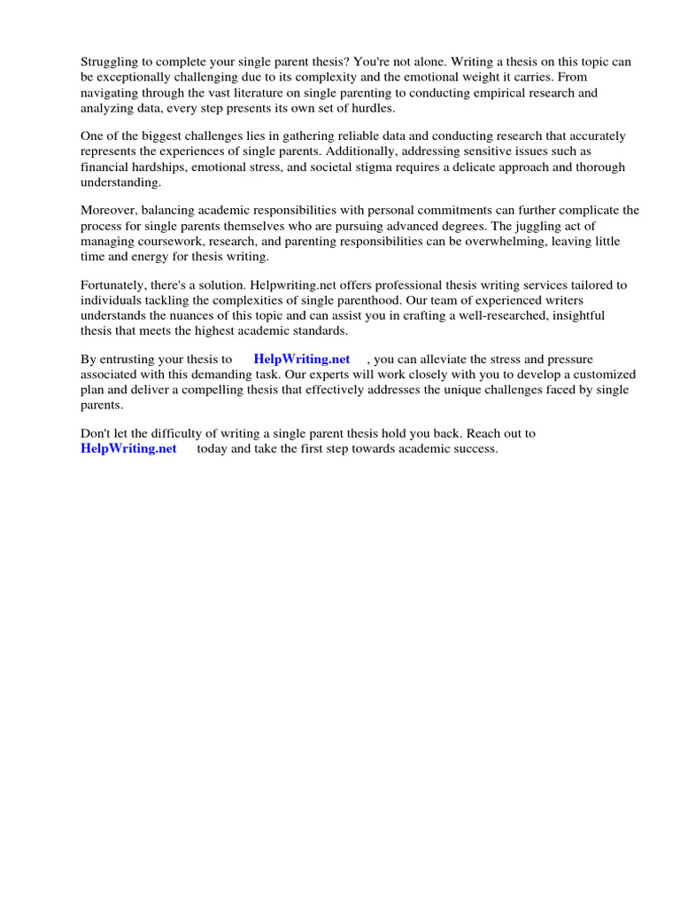Single Parent Thesis | PDF | Single Parent | Parenting Single Parent Thesis | PDF | Single Parent | Parenting