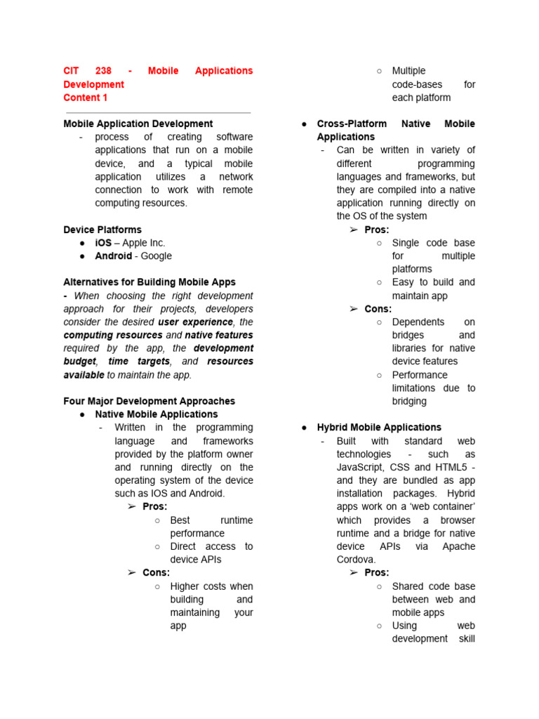 Reviewer Mobile App Dev Pdf Programming Constructor Object Oriented Programming 4806